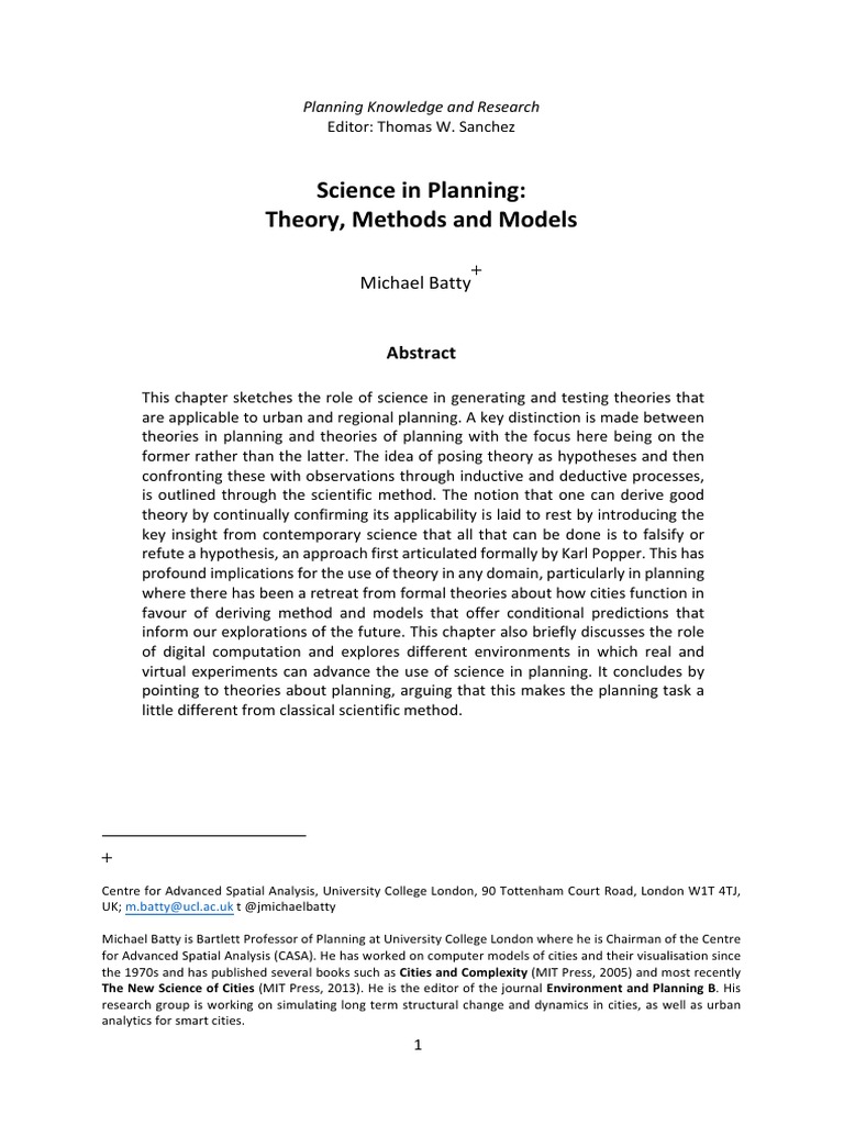 BATTY, M. (2017) - Science in Planning, Theory, Methods and Models | Download Free PDF ...