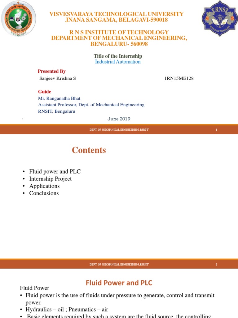 Internship Presentation | PDF | Programmable Logic Controller | Automation