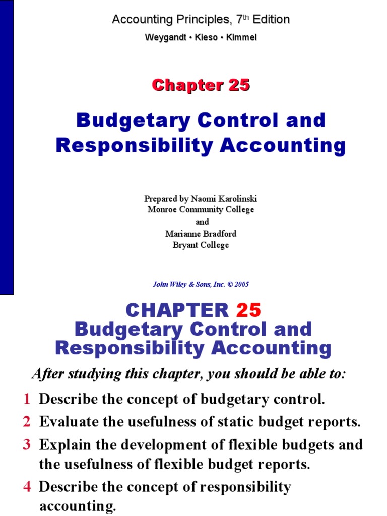 Budgetary Control And Responsibility Accounting Pdf Return On