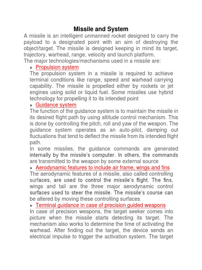 Missile and System | PDF | Rocket | Liquid Propellant Rocket