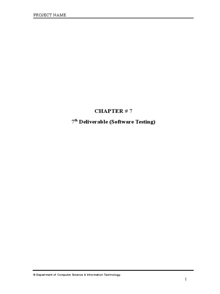 Chapter # 7 7 Deliverable (Software Testing) : Project Name | PDF ...