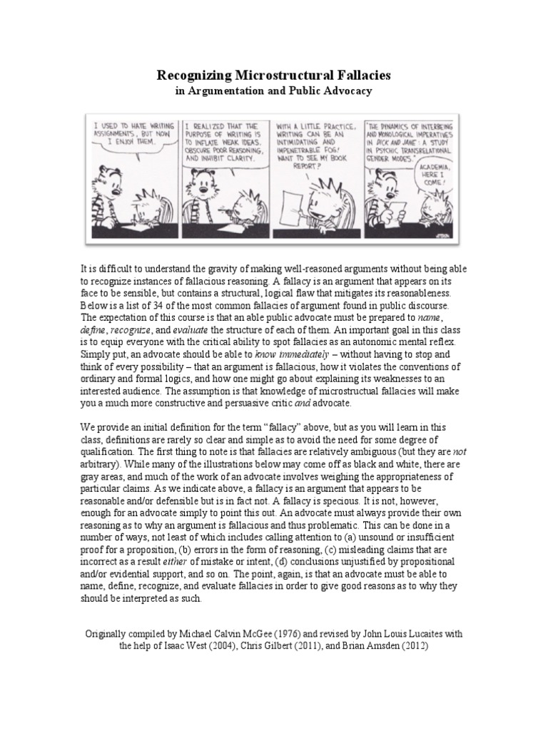Recognizing and Evaluating Common Fallacies in Argumentation | PDF ...