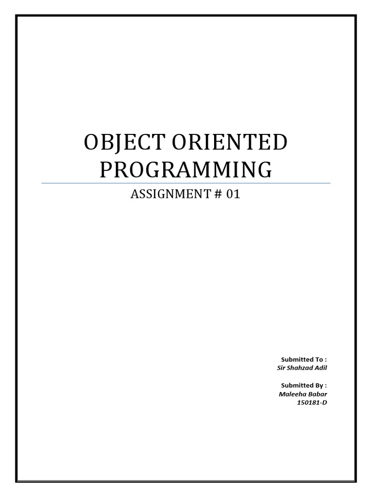 Object Oriented Programming: Assignment # 01 | PDF | Spacetime | General Relativity