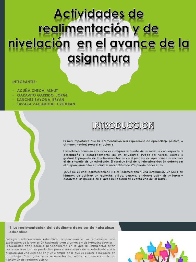 Expo Actividades de Realimentacion | PDF | Realimentación | Evaluación