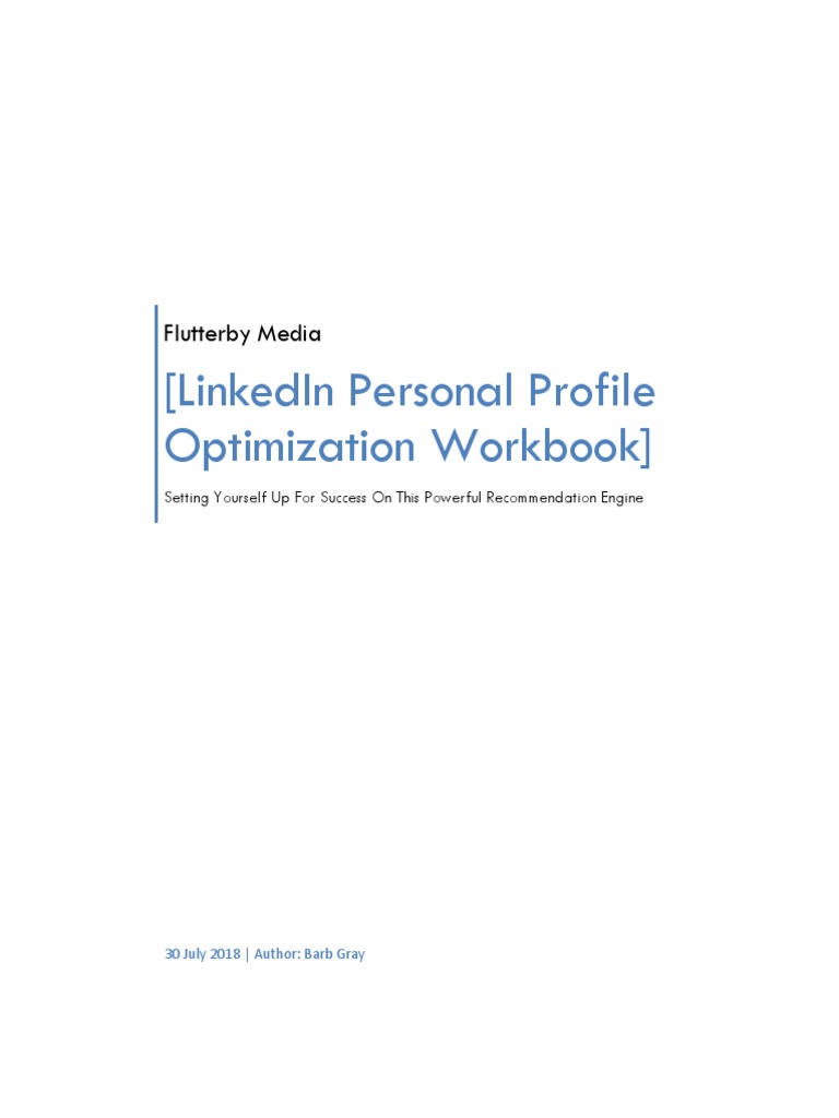 LinkedIn Profile Optimization Workbook | PDF | Linked In | Facebook