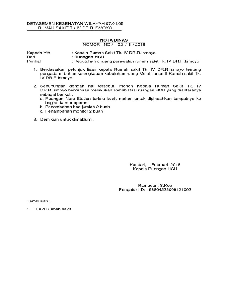 Nota Dinas Hcu BHP Dan Atk.2 | PDF