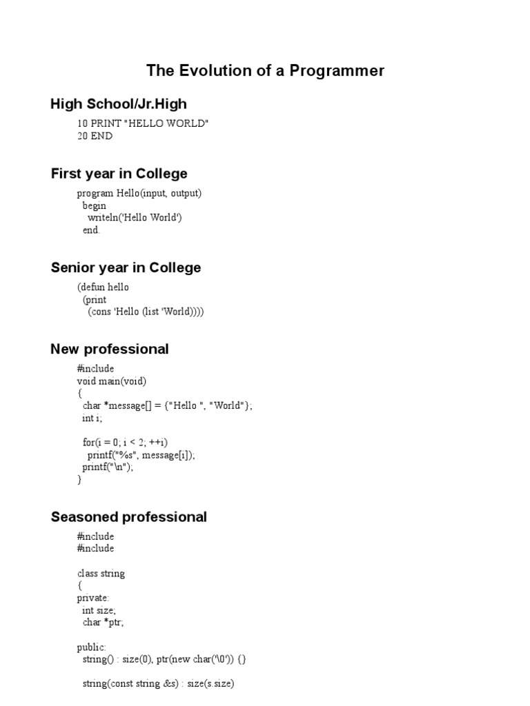 The Evolution of A Programmer | PDF | Computer Engineering | Computer Data