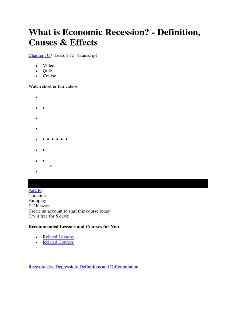 What Is Economic Recession | PDF | Recession | Economics