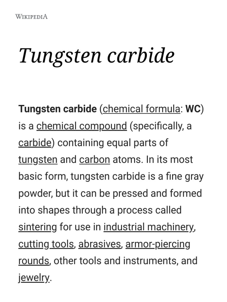 Tungsten Carbide | PDF | Chemical Substances | Physical Sciences