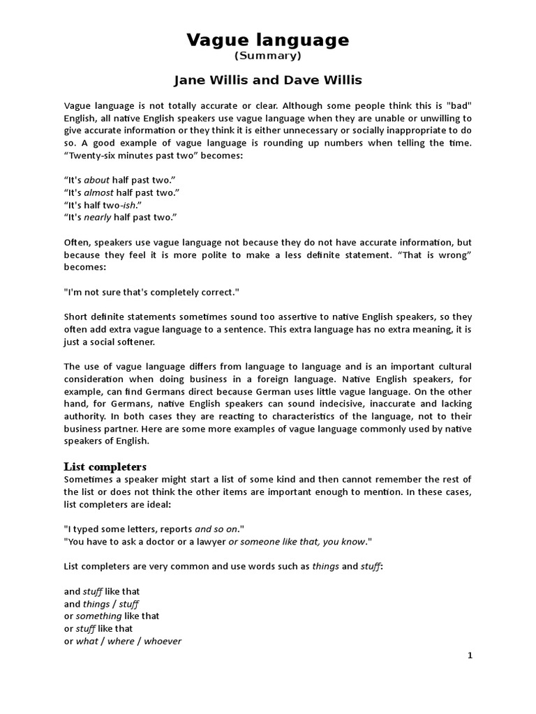 Vague Language | PDF | English Language | Linguistic Morphology