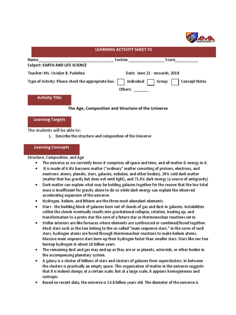 Learning Plan in Earth Science | PDF | Stars | Nuclear Fusion