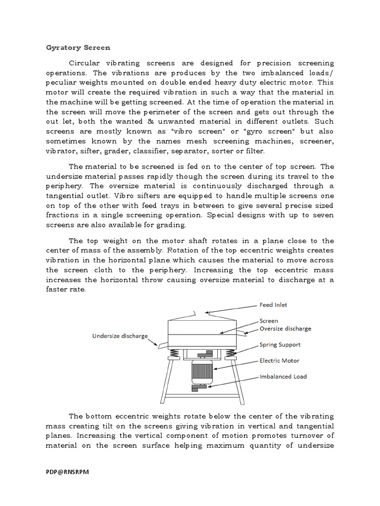 Gyratory Screen | PDF | Electric Motor | Gyroscope