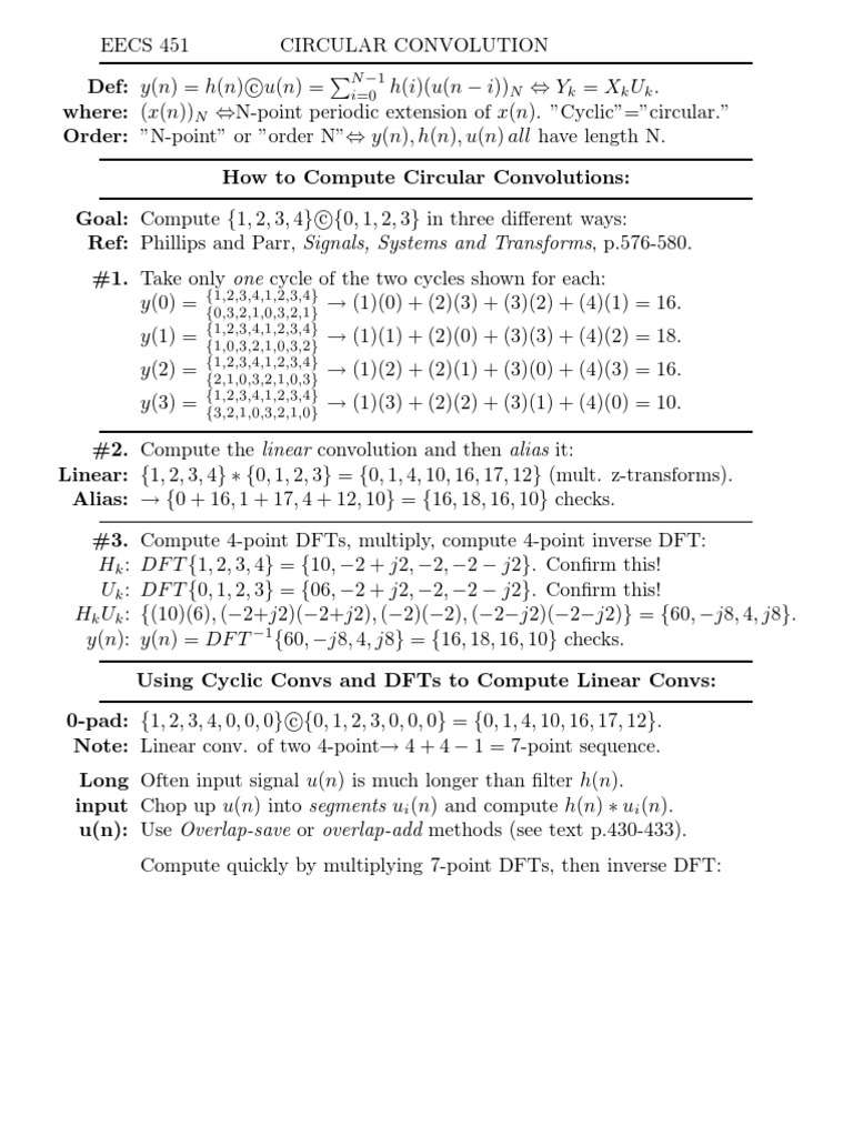 Circular Convolution | PDF | Discrete Fourier Transform | Signal Processing