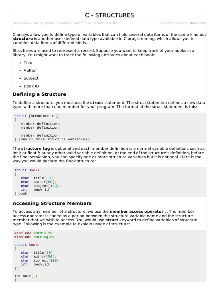 C Structures | PDF | C (Programming Language) | Integer (Computer Science)