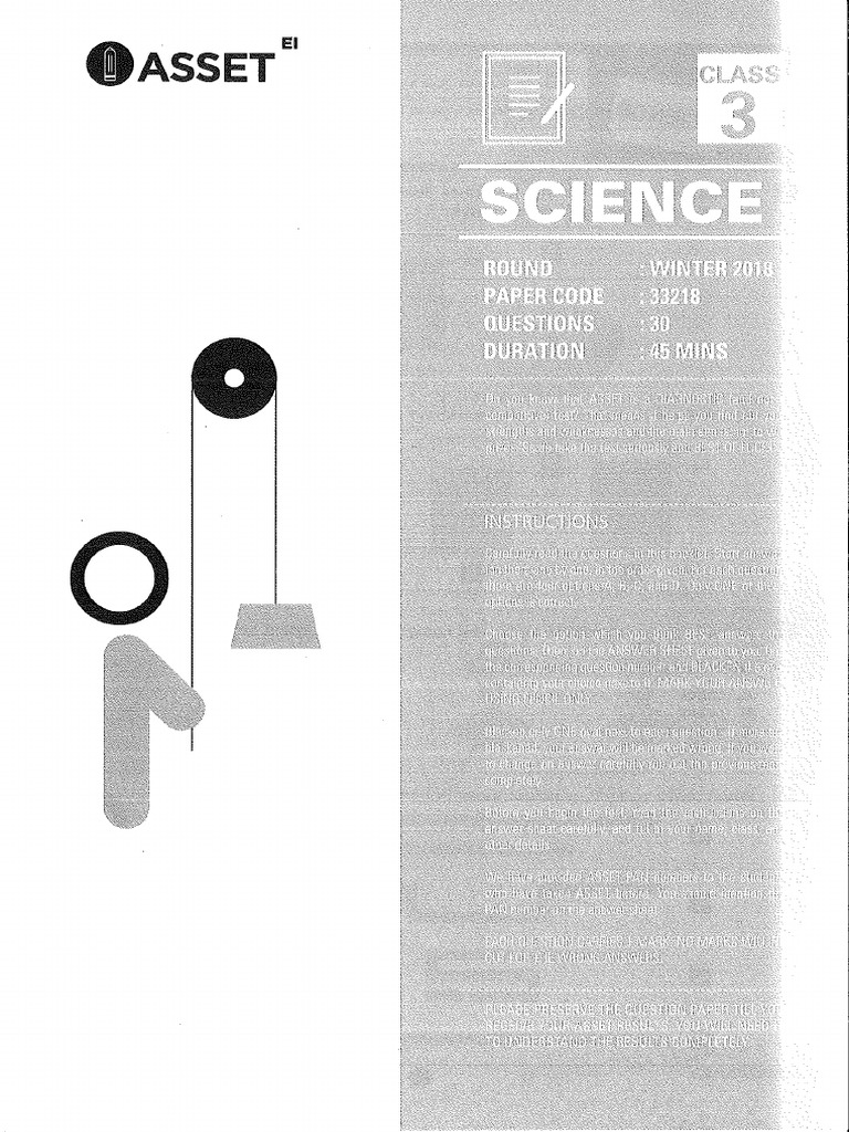 ASSET - Sample Paper Class 3 Science PDF | PDF