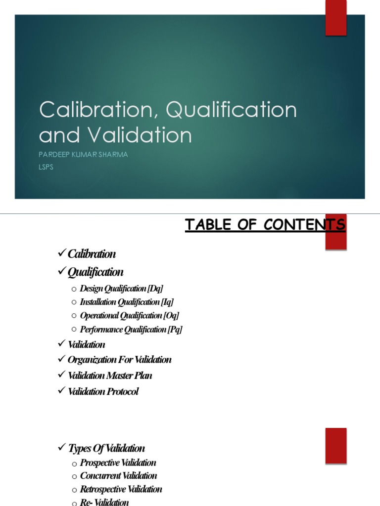 Calibration - Qualification and Validation | PDF | Verification And ...
