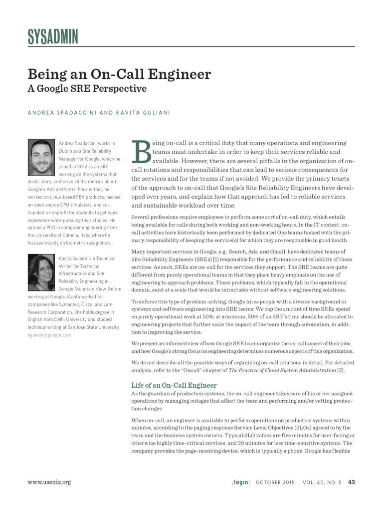 Google SRE On-Call Engineer Insights | PDF | Reliability Engineering ...
