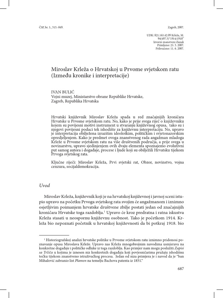 Krleža o Hrvatskoj | PDF