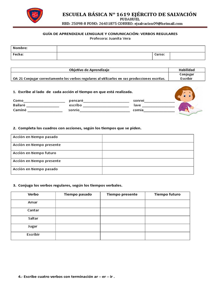 Guía de Verbos Regulares 2° Básico | PDF | Verbo | Lingüística