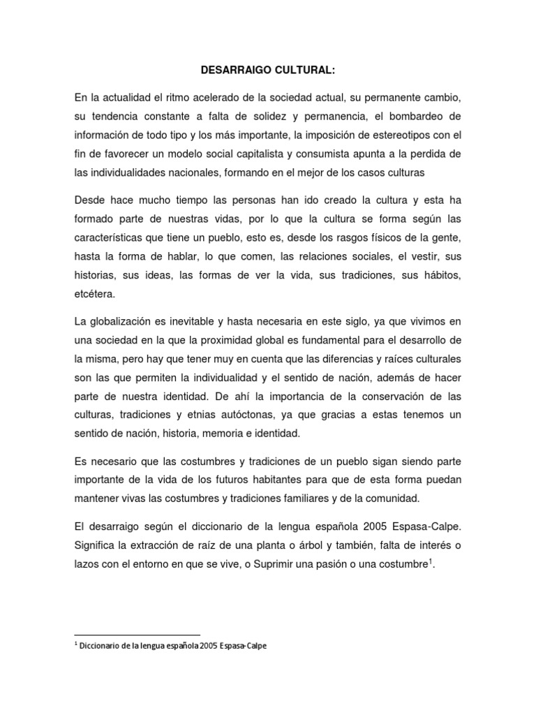 Desarraigo Cultural | PDF | Ciencias sociales | Historia