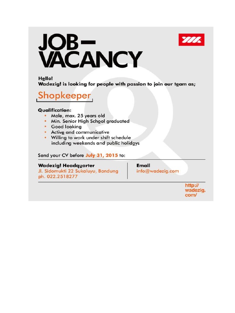 Job Application for Shopkeeper Position | PDF