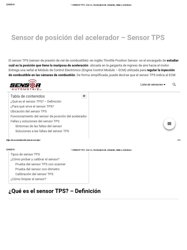 Guía Completa del Sensor TPS | PDF | Acelerador | Sensor