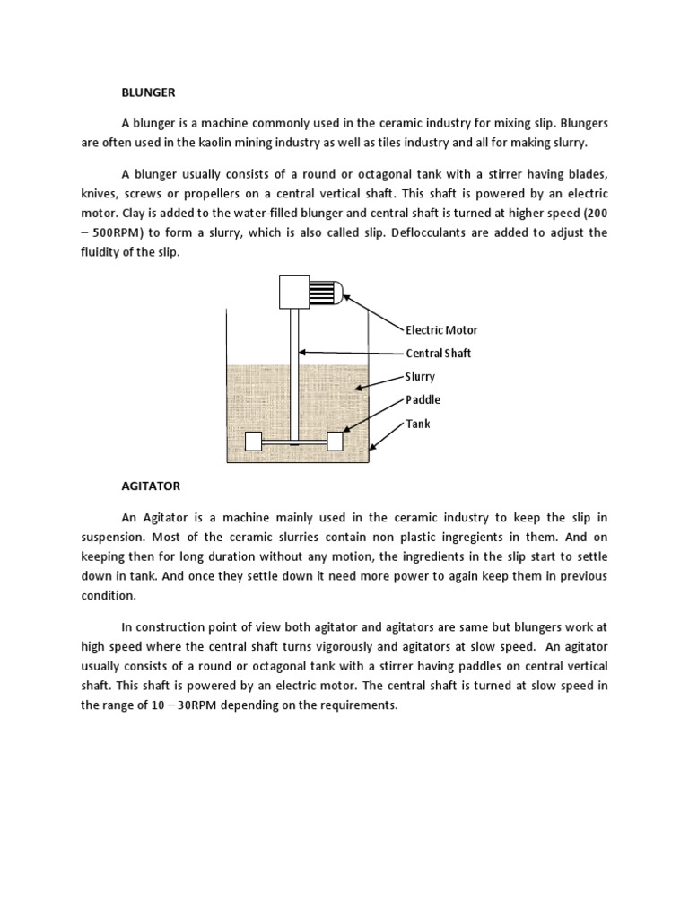 Blunger and Agitator | PDF