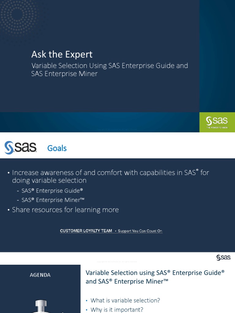 Variable Selection in SAS Enterprise Guide and SAS Enterprise Miner - Ask The Expert - May 11 ...