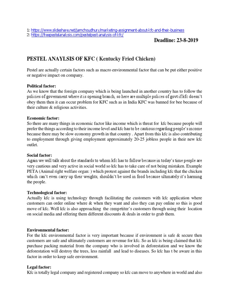 PESTEL Analysis of KFC's Business Factors | PDF | Employment | Economies