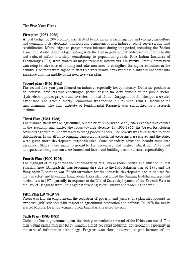 A Comprehensive Overview of India's Five-Year Plans from 1951 to 2012 ...