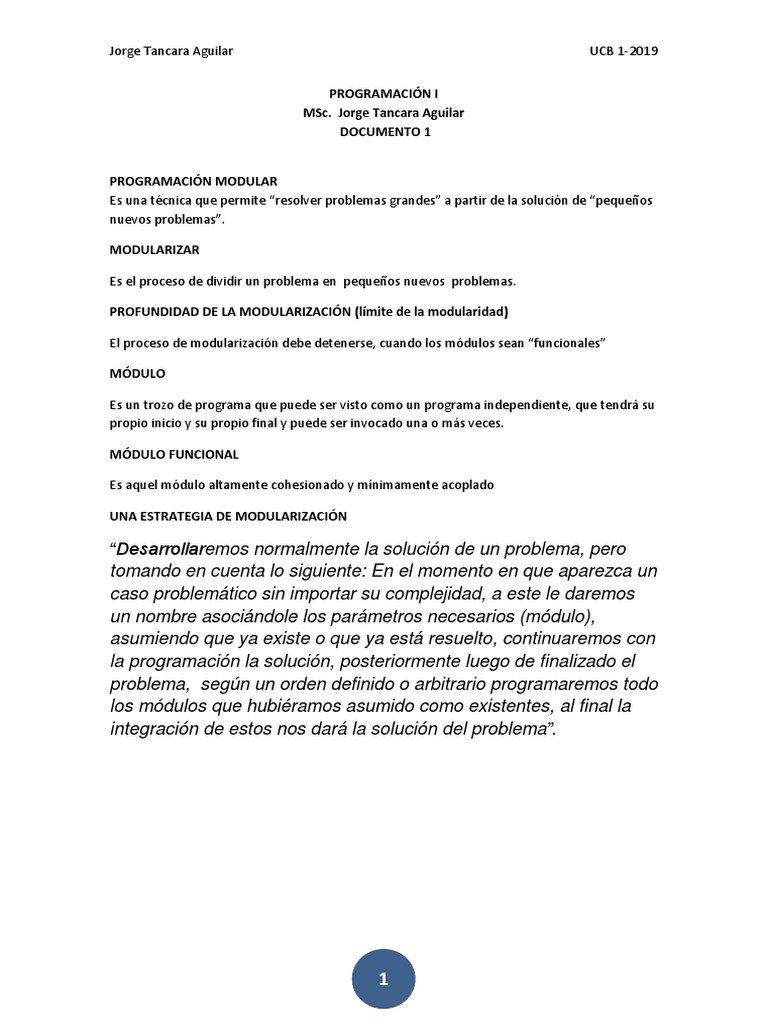 Programacion Modular | PDF | Programación de computadoras | Programa de computadora