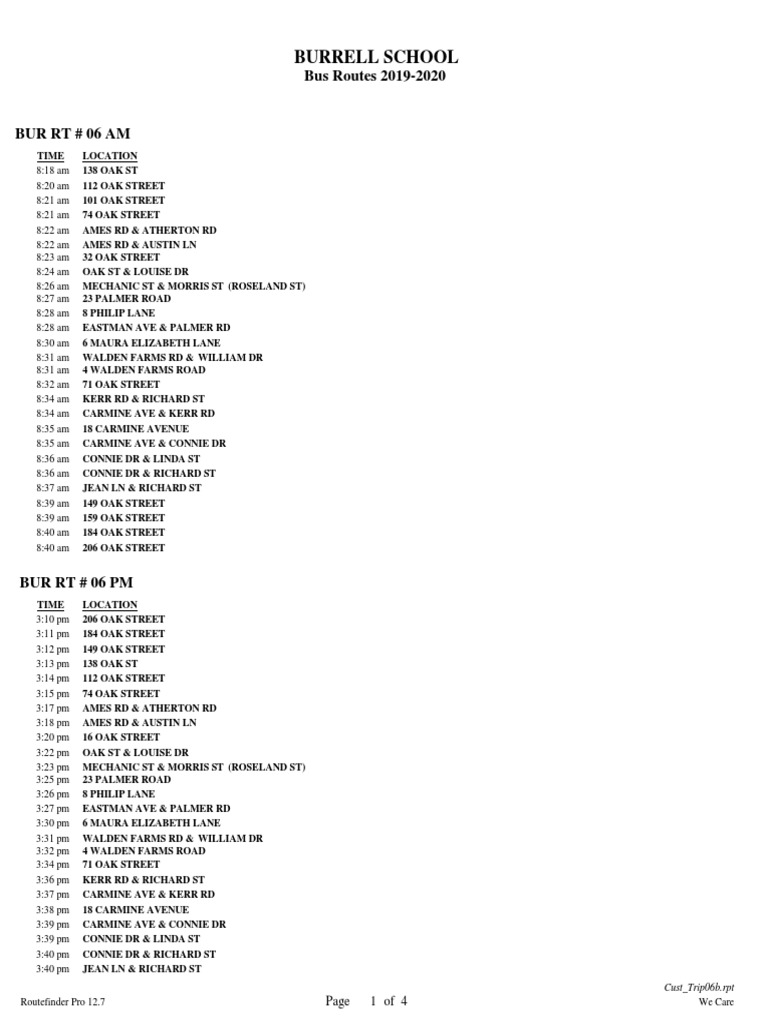 Burrell School Bus Routes 2019-20 | PDF