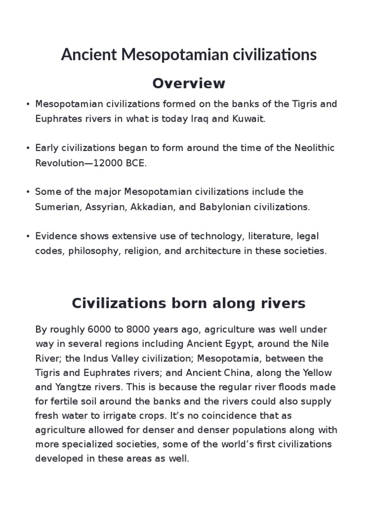 Ancient Mesopotamian Civilizations | PDF | Mesopotamia | Babylonia