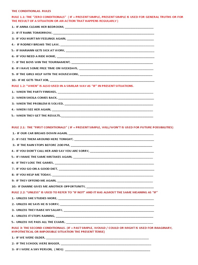 10TH Grade 0, 1ST, 2ND and 3RD Conditionals | PDF | Grammar