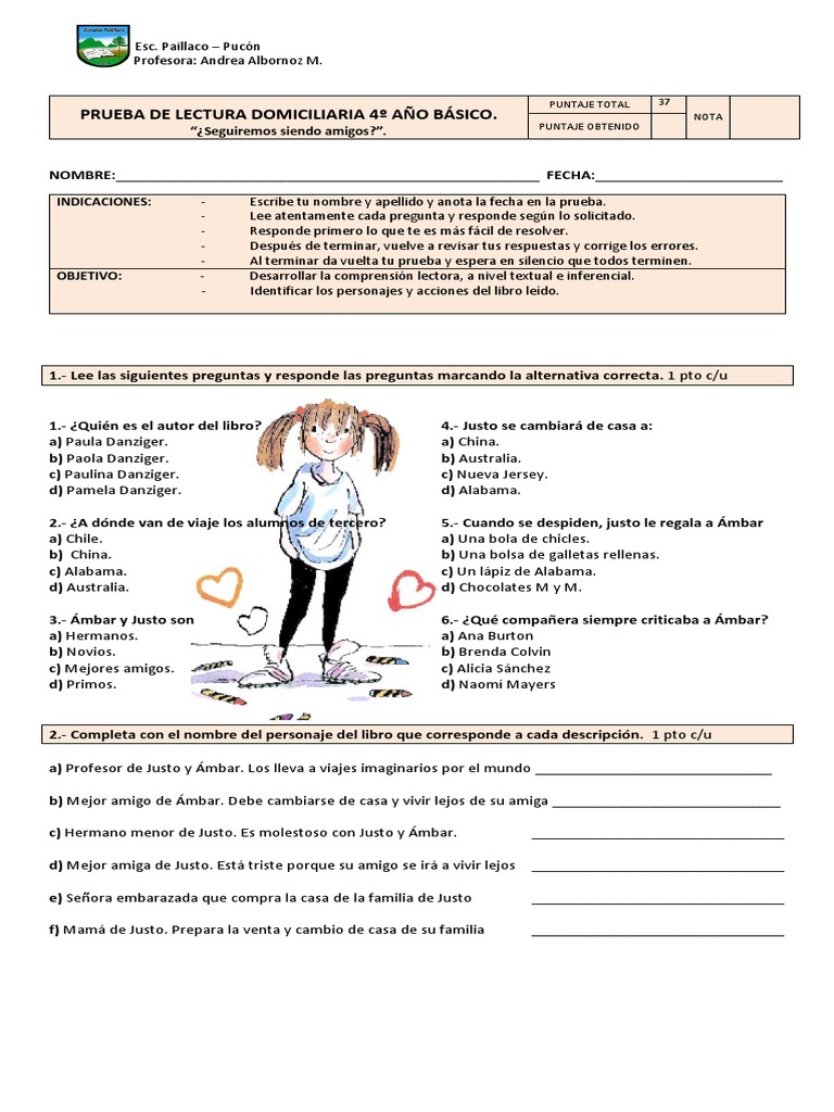 Evaluación de Lectura Comprensiva | PDF