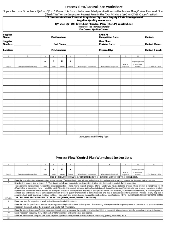 Process Flow Control Plan Worksheet | PDF | Specification (Technical ...