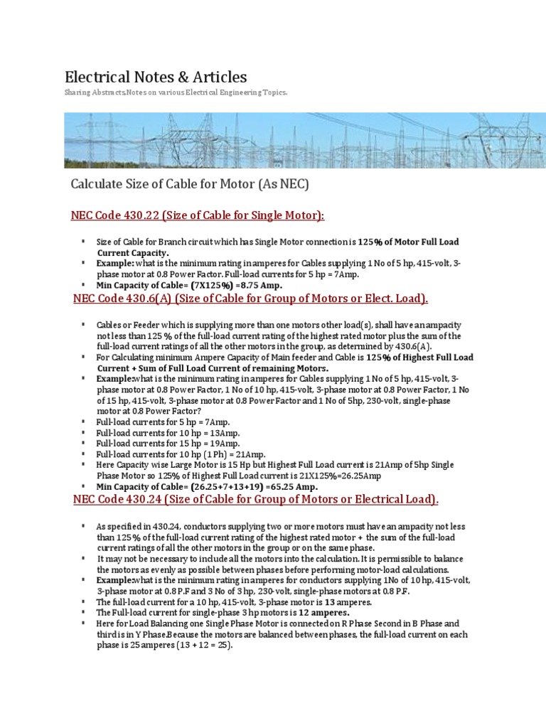 calculate-size-of-cable-for-motor-as-nec-pdf-power-supply
