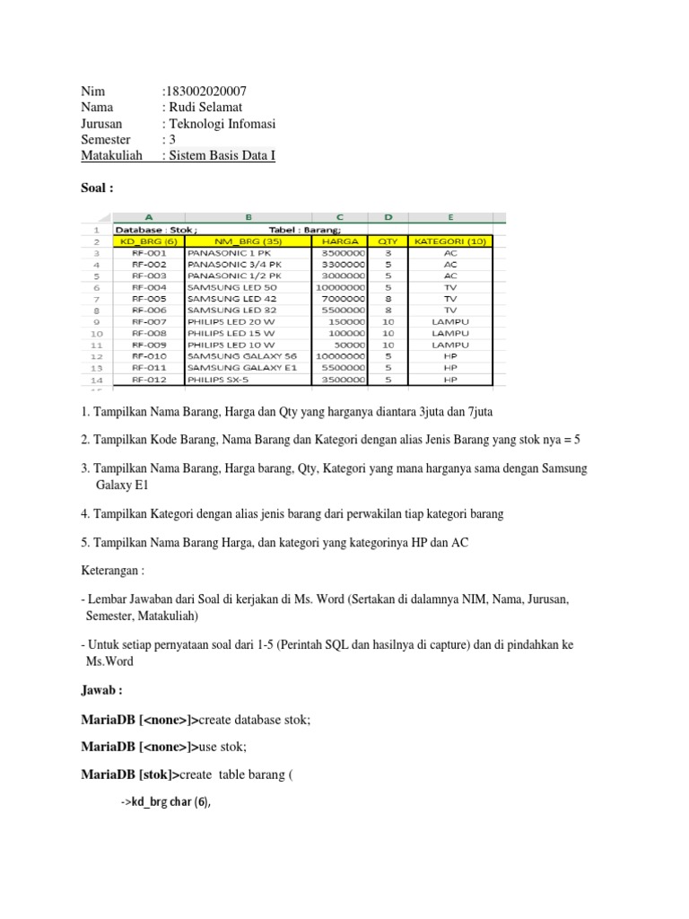 Lembar Jawaban UTS Basis Data | PDF