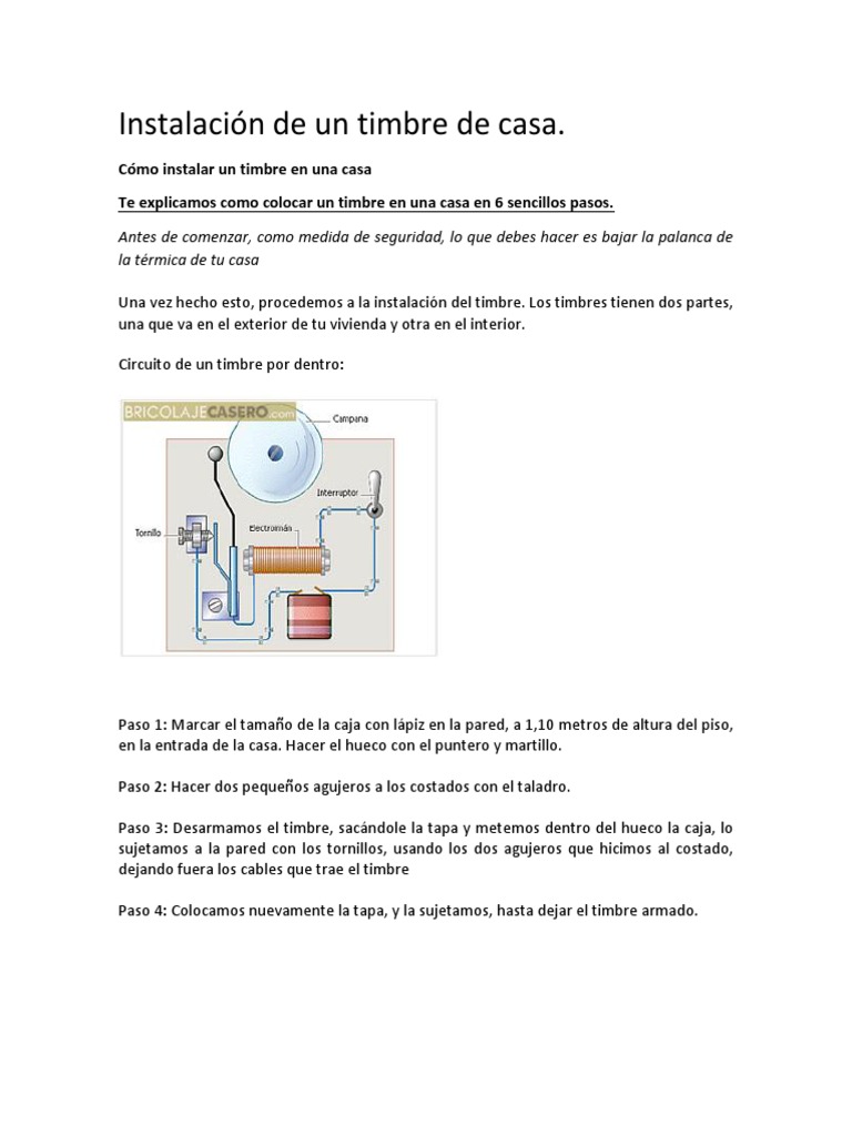 Instalación de Un Timbre de Casa | PDF