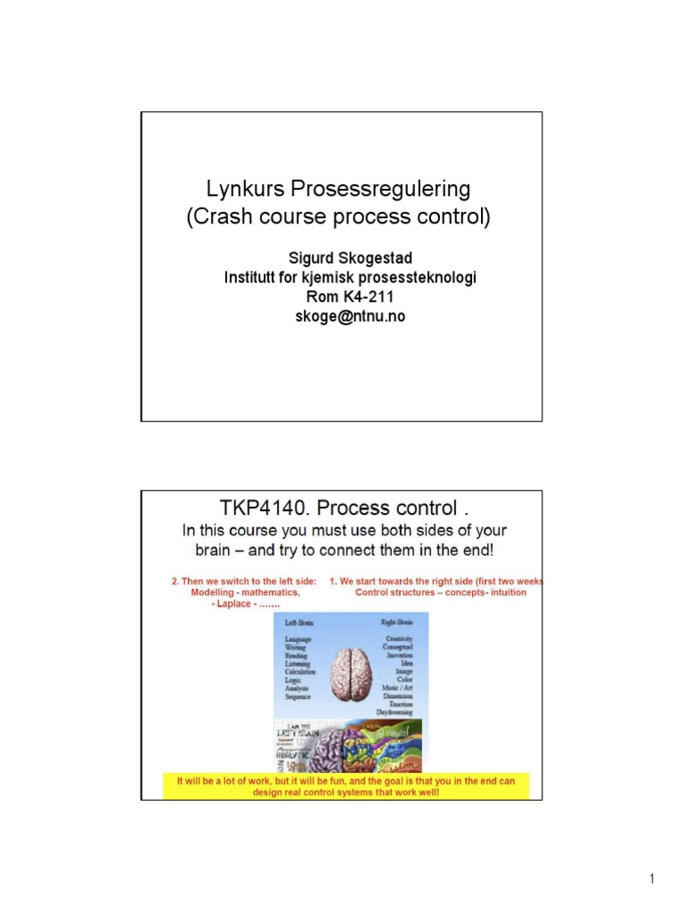 Lynkurs Prosessregulering (Crash Course Process Control) | PDF | Control Theory | Systems ...