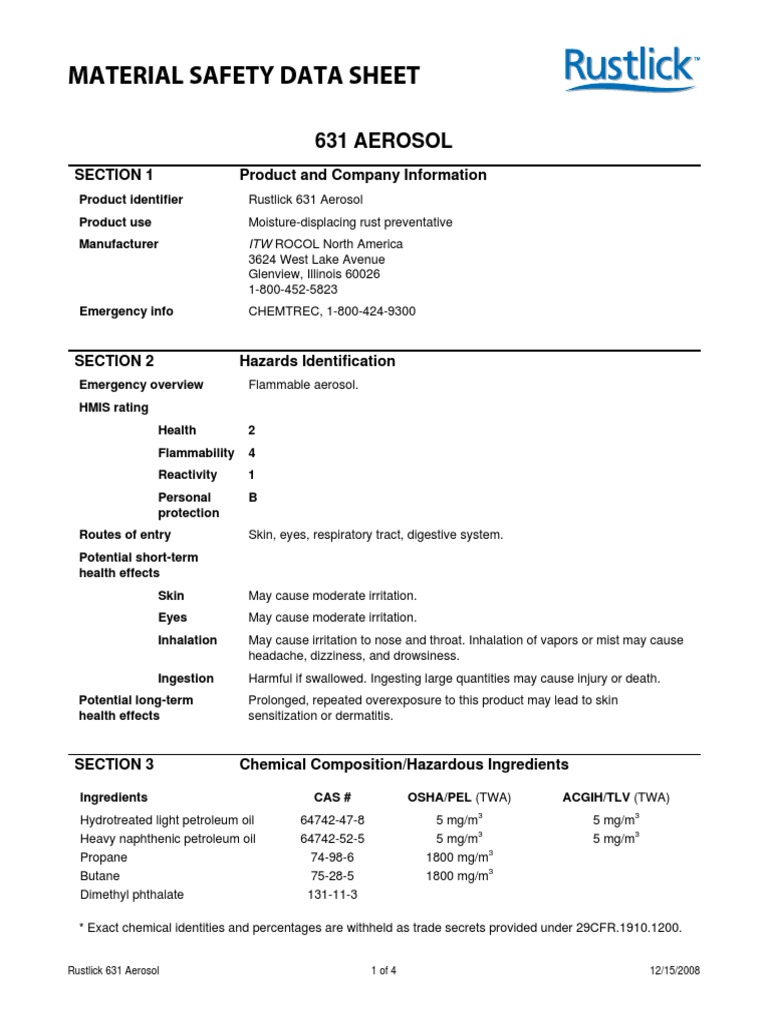 Rustlick Msds | PDF | Carbon Dioxide | Firefighting