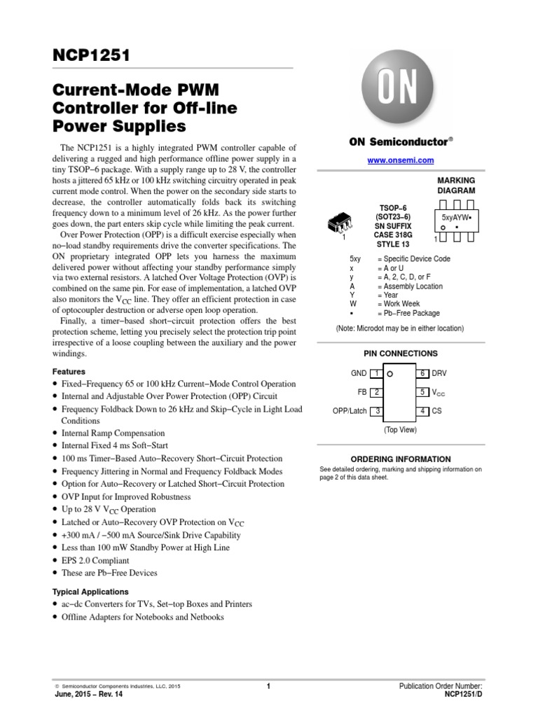 NCP1251 Current-Mode PWM Controller For Off-Line Power Supplies | PDF | Power Supply ...