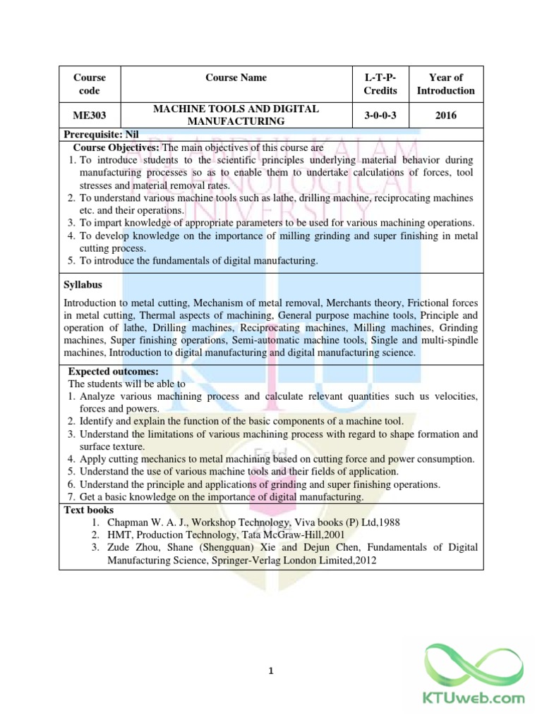Me303 Machine Tools and Digital Manufacturing - Image.marked | PDF ...
