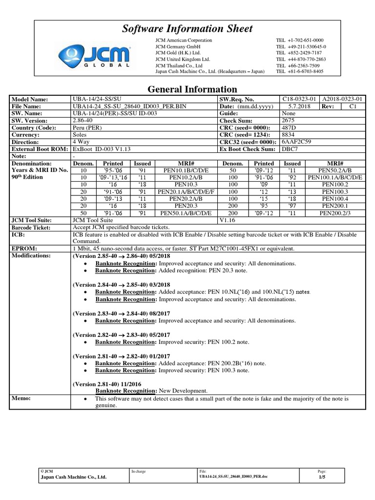 Software Information Sheet | PDF | Computer Data | Computer Architecture