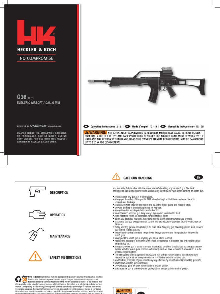 Manual HK G36 | PDF | Firearms | Projectiles