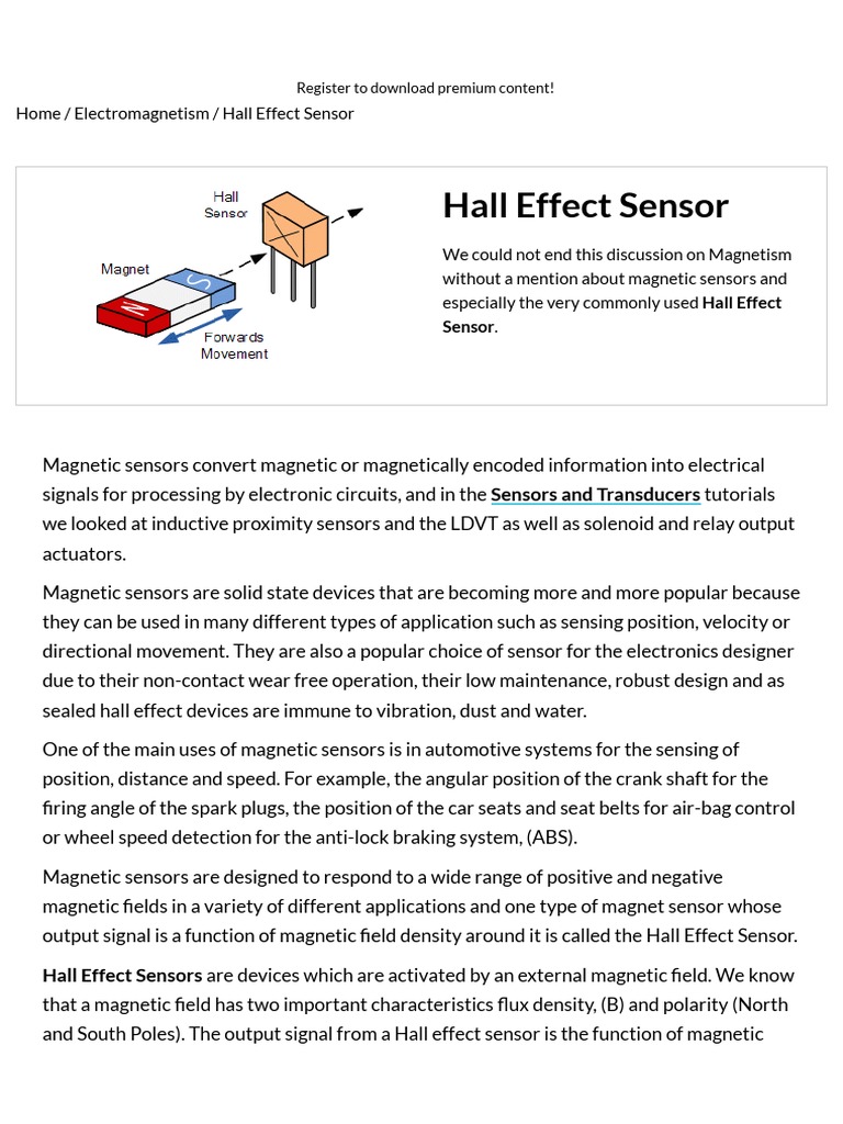 Home / Electromagnetism / Hall Effect Sensor | PDF | Magnetic Field ...