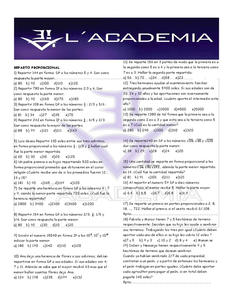 Reparto 2 | PDF | Enseñanza de matemática