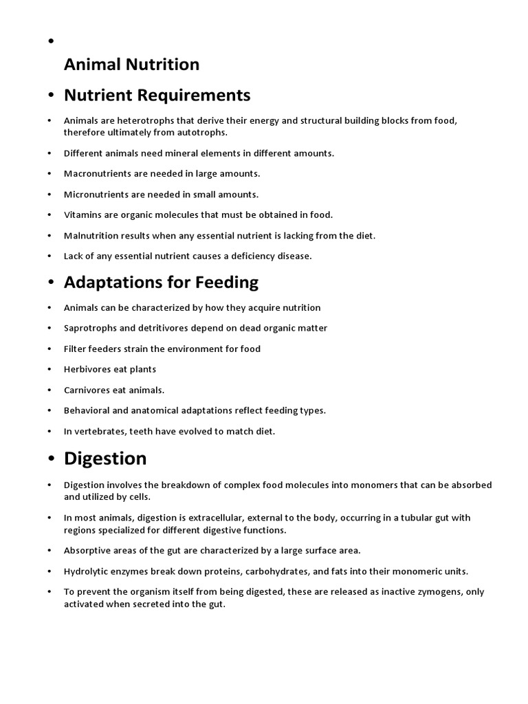 Animal Nutrition: - Nutrient Requirements | PDF | Digestion ...
