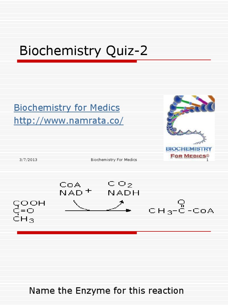 Biochemistry Quiz | PDF | Biochemistry | Chemistry