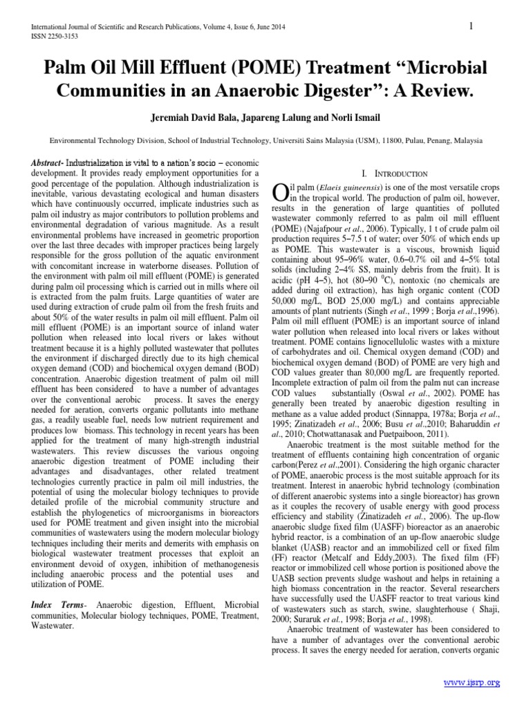 Anaerobic Digestion of POME: A Review | PDF | Anaerobic Digestion ...